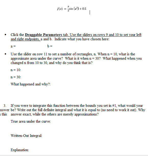 Solved f(x)=x2sin(x2)+0.5Click the Draggable Parameters tab. | Chegg.com