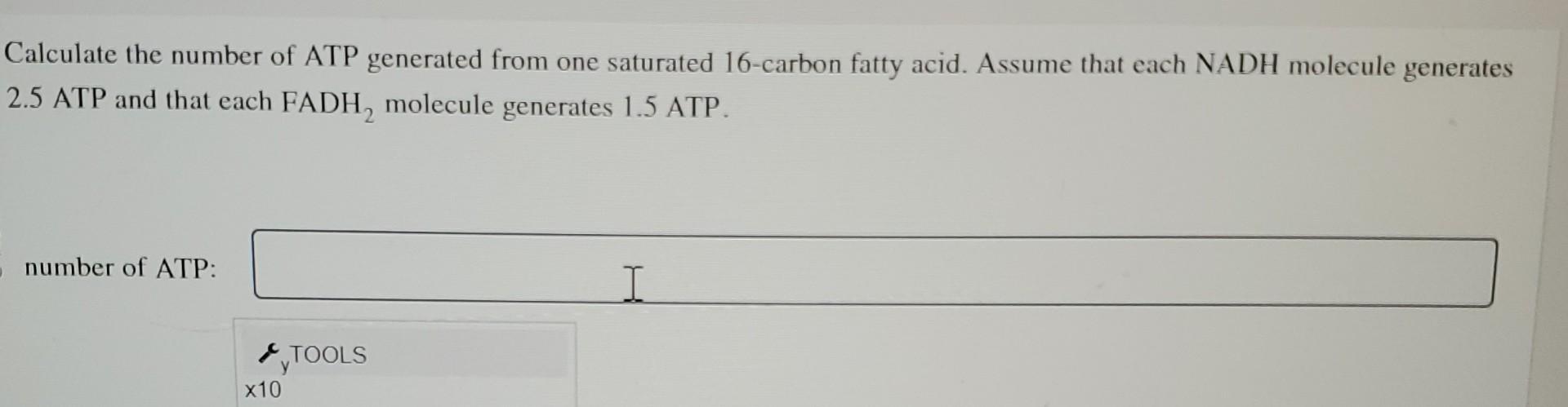 Solved Calculate the number of ATP generated from one | Chegg.com