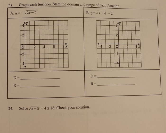 Solved 23. Graph each function. State the domain and range | Chegg.com