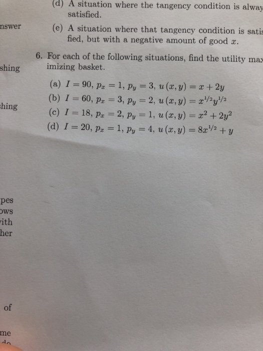 Solved nswer shing (d) A situation where the tangency | Chegg.com