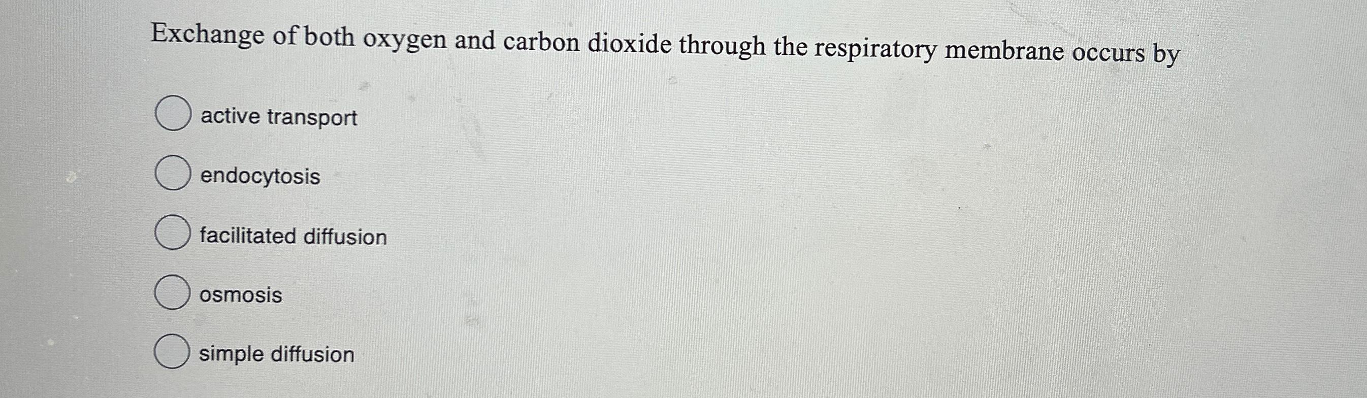 Solved Exchange of both oxygen and carbon dioxide through | Chegg.com