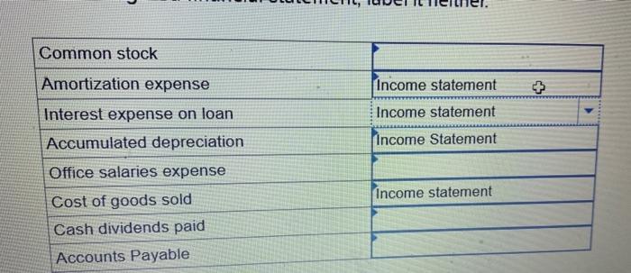 Solved Common stock Amortization expense Income statement + | Chegg.com