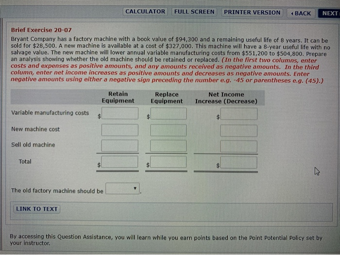 Solved CALCULATOR FULL SCREEN PRINTER VERSION BACK NEXT | Chegg.com