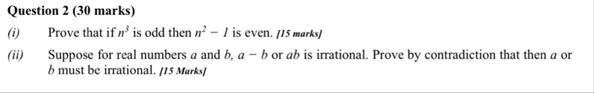 Solved Question 2 (30 ﻿marks)(i) ﻿Prove that if n3 ﻿is odd | Chegg.com