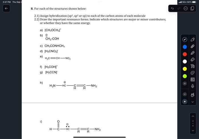 Solved 8. For each of the structures shown below: 2.1) | Chegg.com