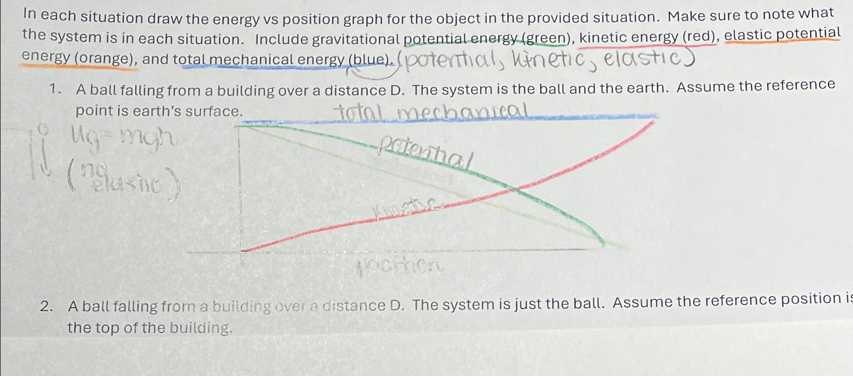 Solved In each situation draw the energy vs position graph | Chegg.com