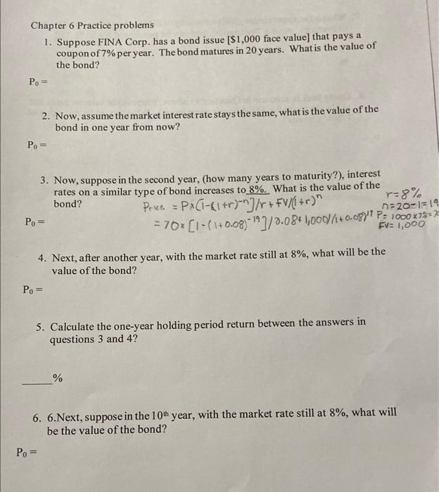 Solved Chapter 6 Practice problems 1. Suppose FINA Corp. has | Chegg.com