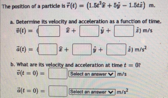 Solved The position of a particle is F(t) = (1.5+³2 + 5ý - | Chegg.com