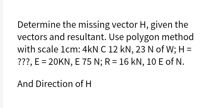 Solved Determine the missing vector H, given the vectors and | Chegg.com