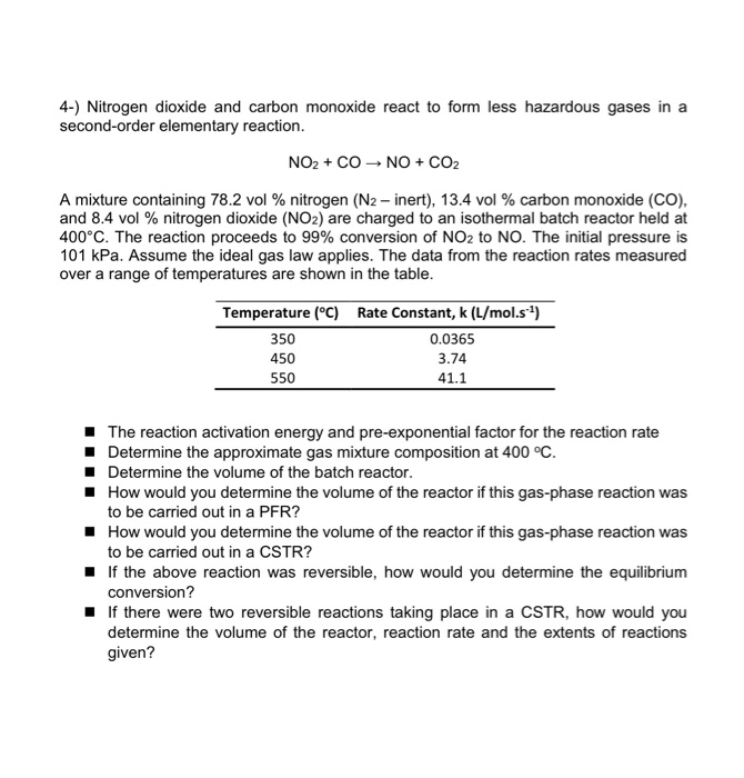 4-) Nitrogen dioxide and carbon monoxide react to | Chegg.com
