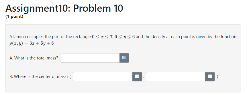 Solved Assignment10: Problem 10(1 ﻿point)A lamina occupies | Chegg.com