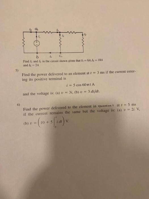 Solved D) Calculate the unknown currents in the following | Chegg.com