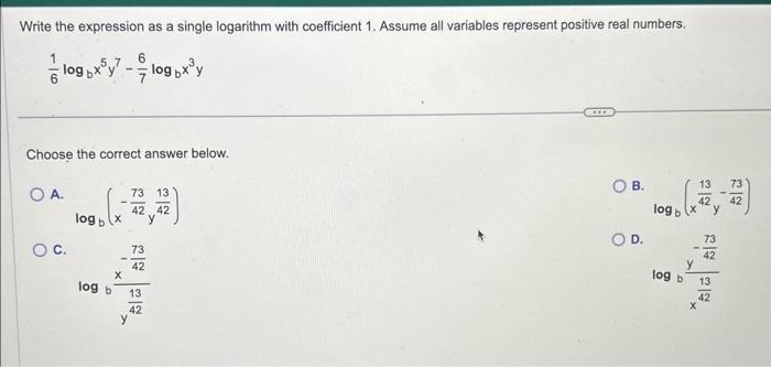 Solved Write the expression as a single logarithm with | Chegg.com