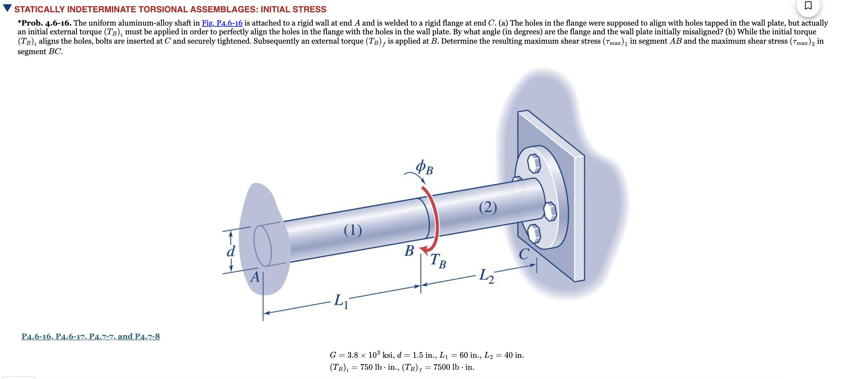 Solved STATICALLY INDETERMINATE TORSIONAL ASSEMBLAGES: | Chegg.com