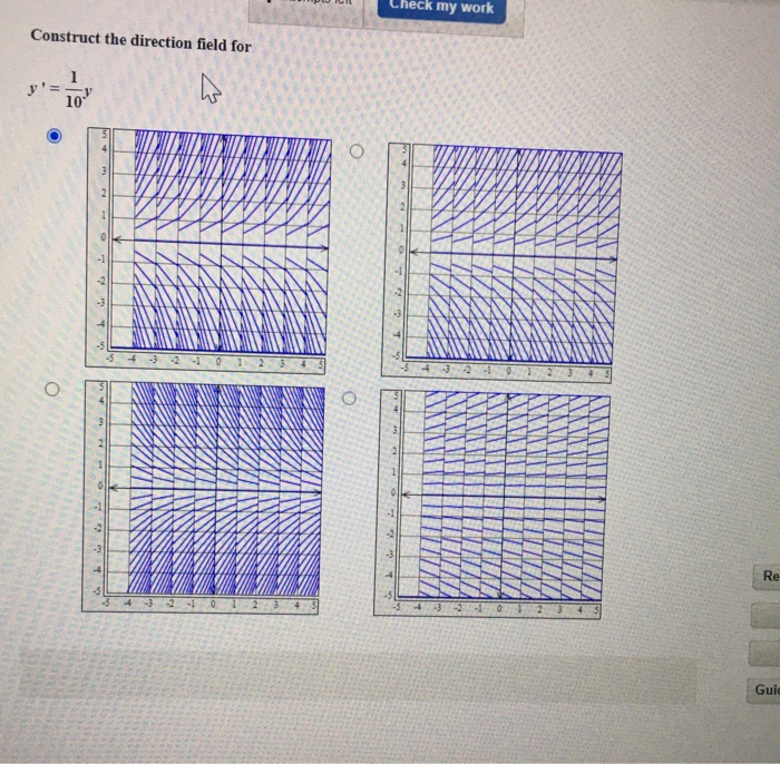 Solved Check my work Construct the direction field for y' 1 | Chegg.com
