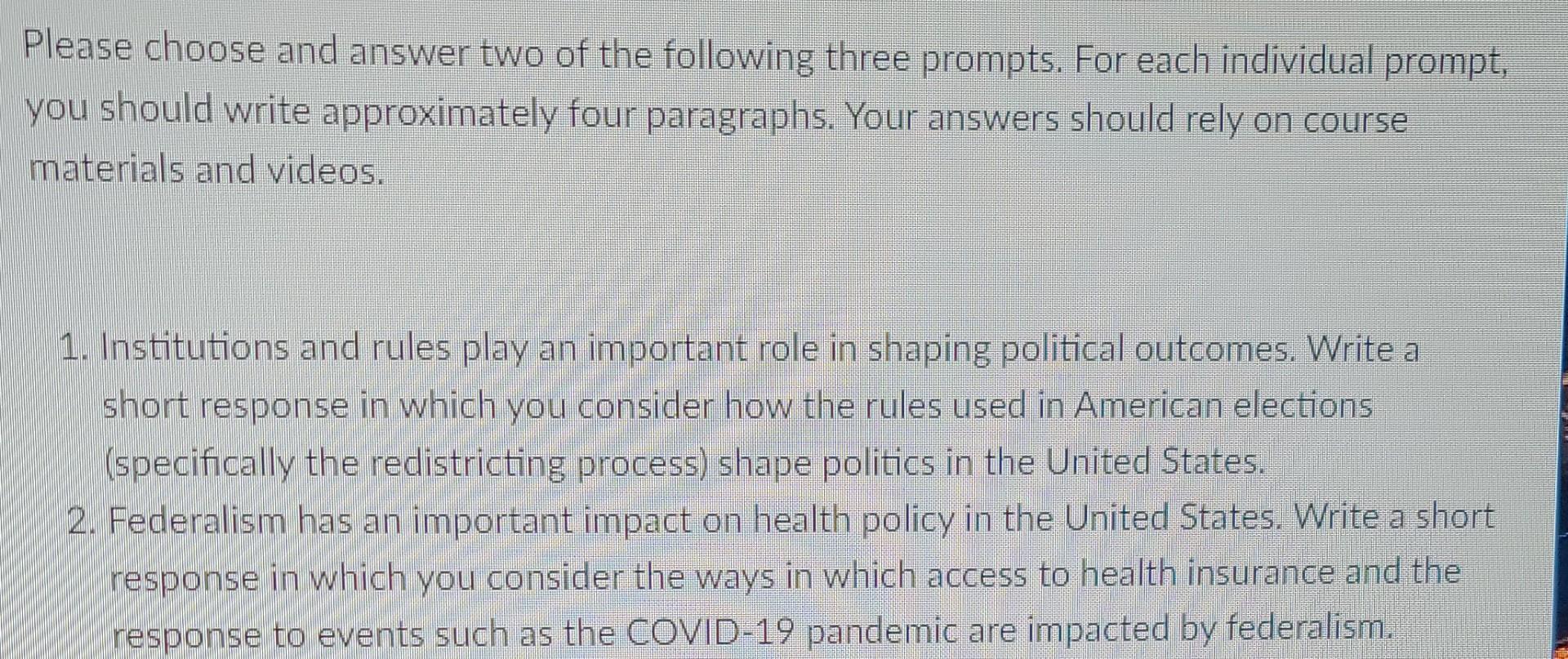 Please choose and answer two of the following three | Chegg.com