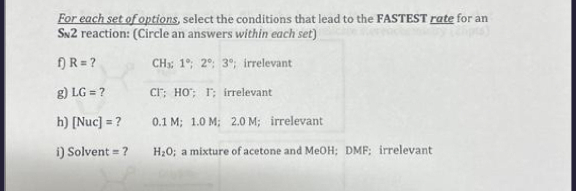 Solved For each set of options, select the conditions that | Chegg.com