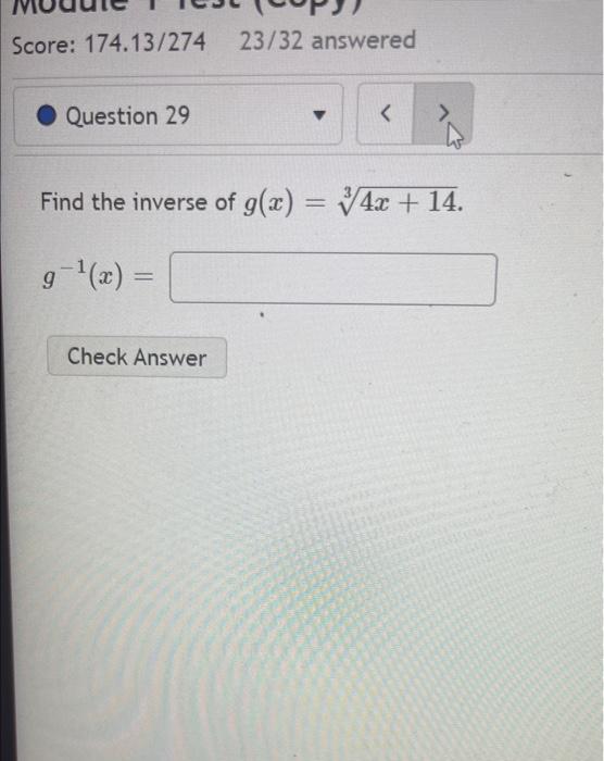 Solved Score: 174.13/27423/32 answered Find the inverse of | Chegg.com Solved Score: 174.13/27423/32 answered Find the inverse of | Chegg.com