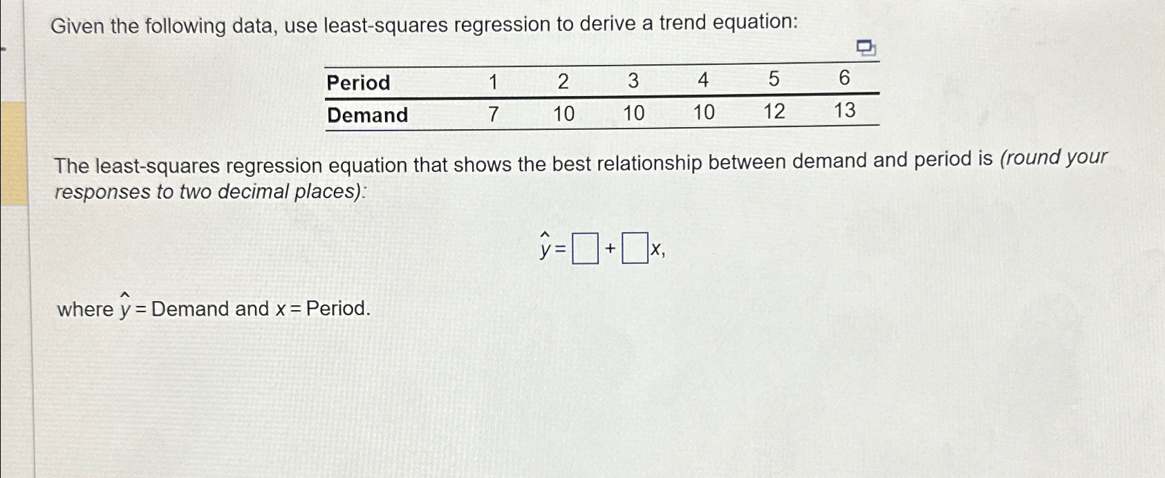 Solved Given the following data, use least-squares | Chegg.com
