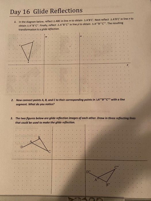 Solved Day 16 Glide Reflections 1. In the diagram below, | Chegg.com