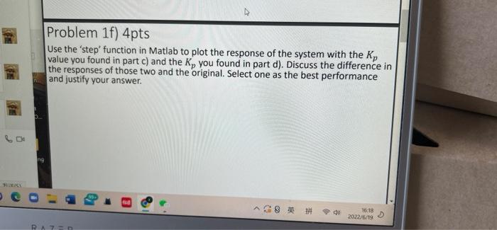 Solved 4 Problem 1f 4pts Use The Step Function In Matlab 8873