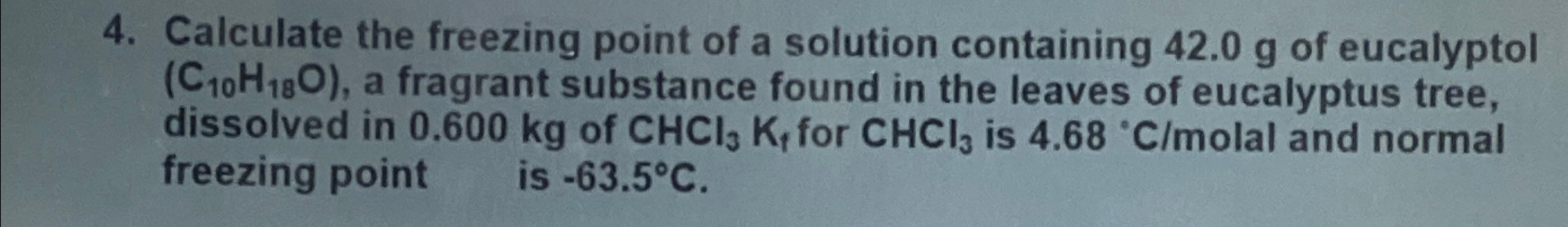Solved Calculate the freezing point of a solution containing | Chegg.com