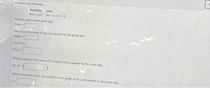 Solved Consider the following. Function Line | Chegg.com