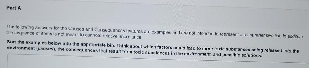Solved Part A The following answers for the Causes and | Chegg.com