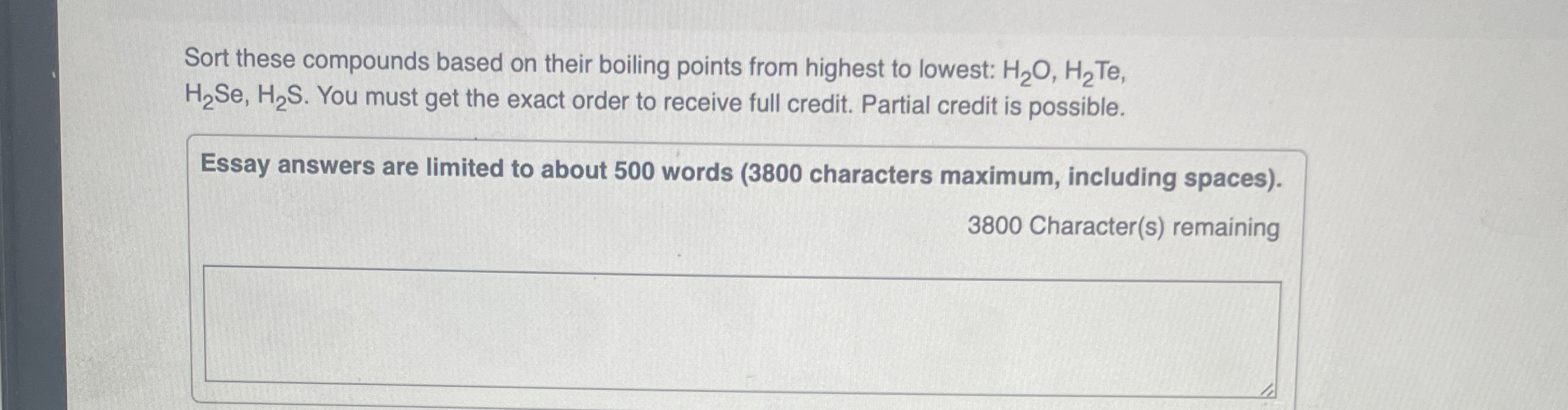 Solved Sort these compounds based on their boiling points | Chegg.com