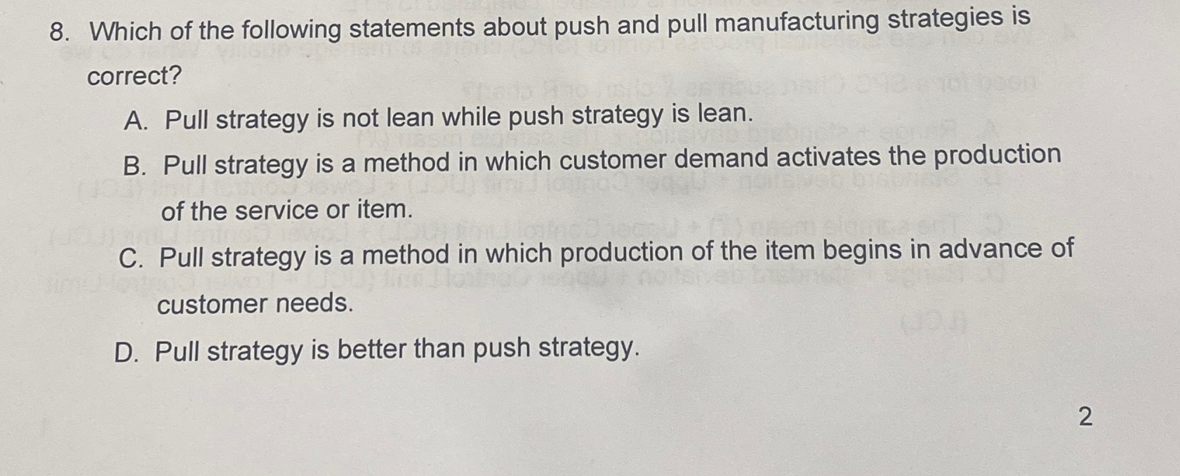Solved Which of the following statements about push and pull | Chegg.com