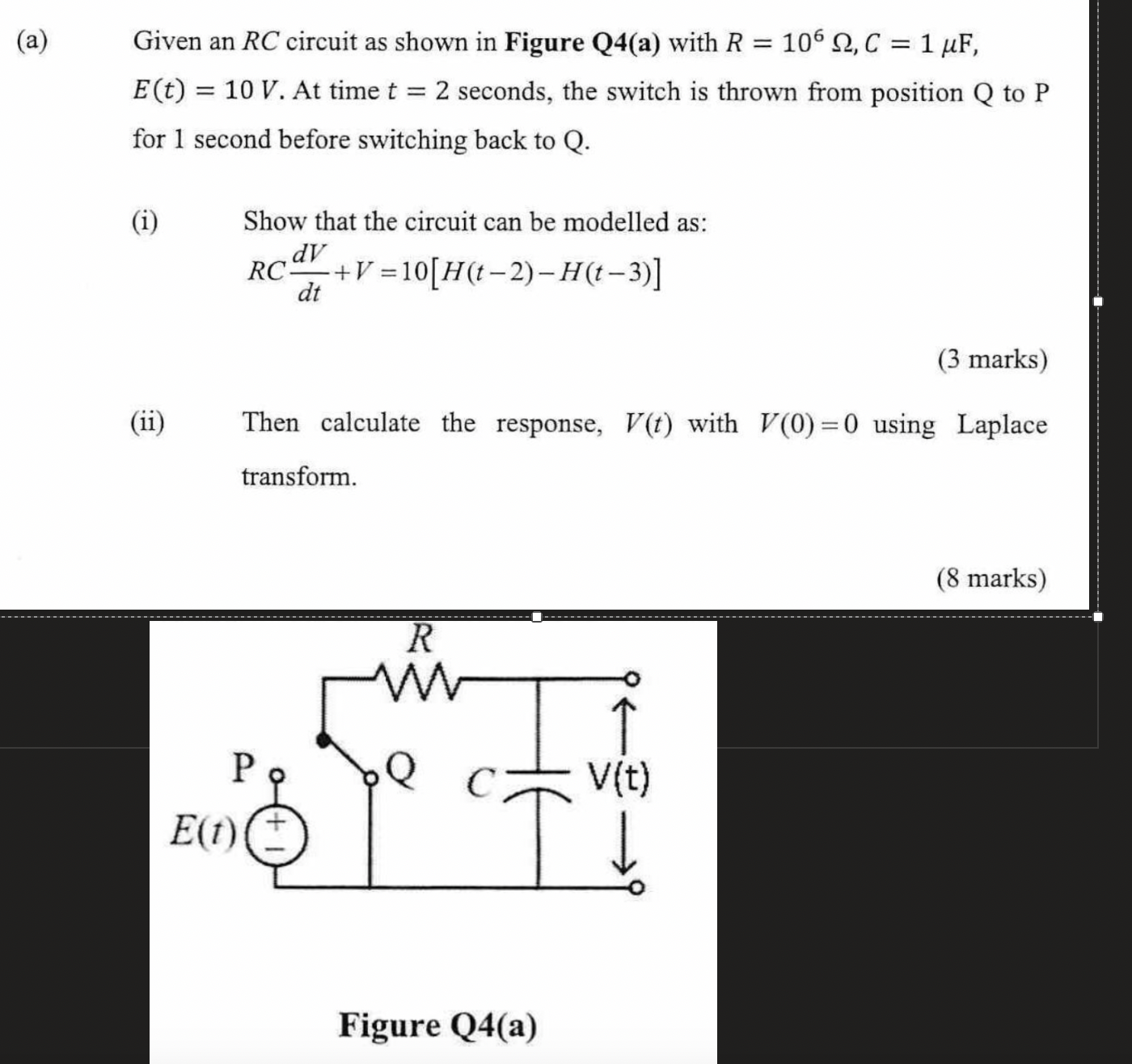 Solved (a) , ﻿Given an RC ﻿circuit as shown in Figure Q4(a) | Chegg.com