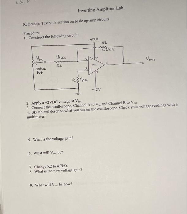 Solved Inverting Amplifier Lab Reference: Textbook section | Chegg.com