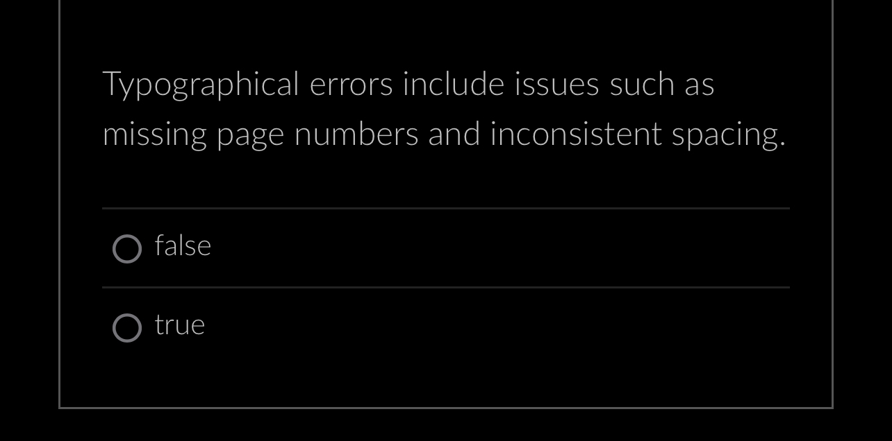 Solved Typographical errors include issues such as missing | Chegg.com