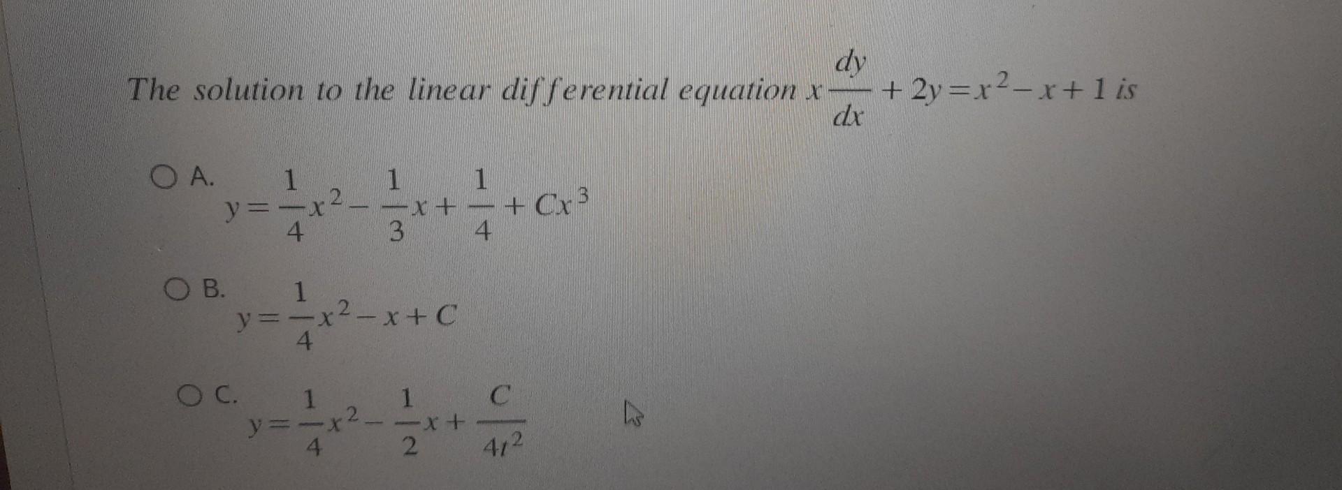 Solved The solution to the linear differential equation | Chegg.com