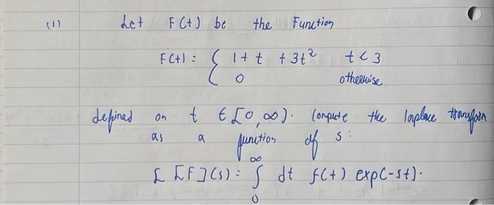 Solved Let F(t) be the Function F(t)={1+t+3t20t
