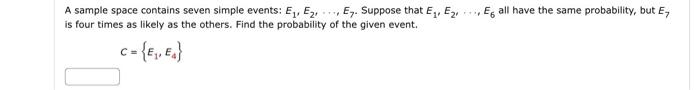 Solved A sample space contains seven simple events: | Chegg.com