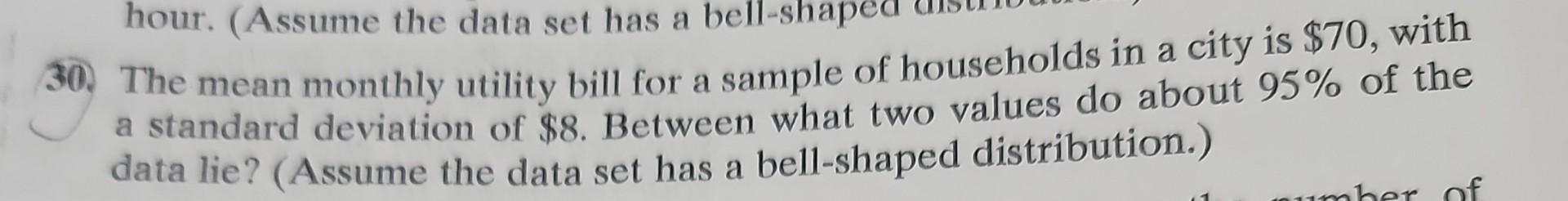 Solved 0. The mean monthly utility bill for a sample of | Chegg.com