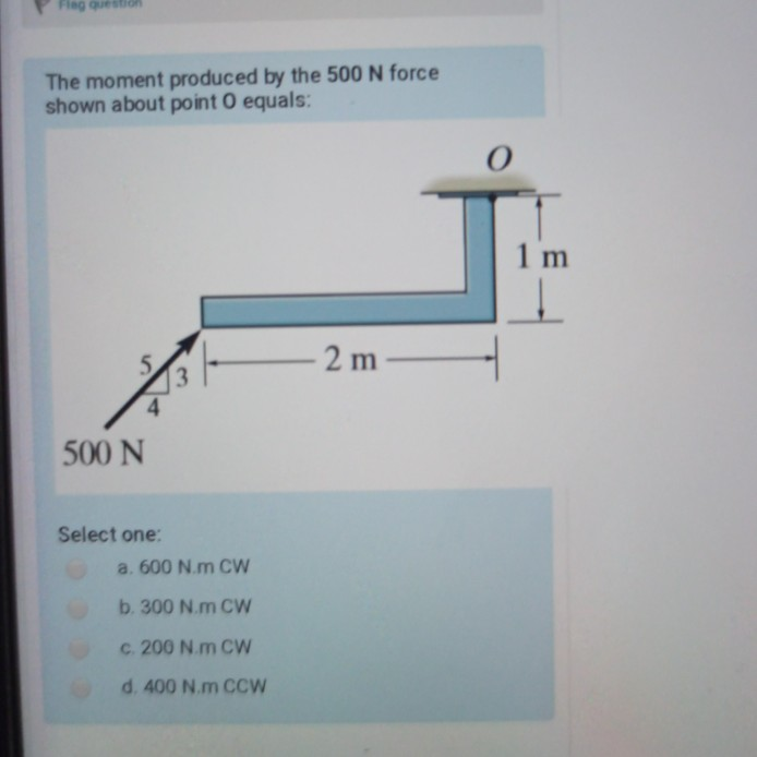Solved The moment produced by the 500 N force shown about | Chegg.com