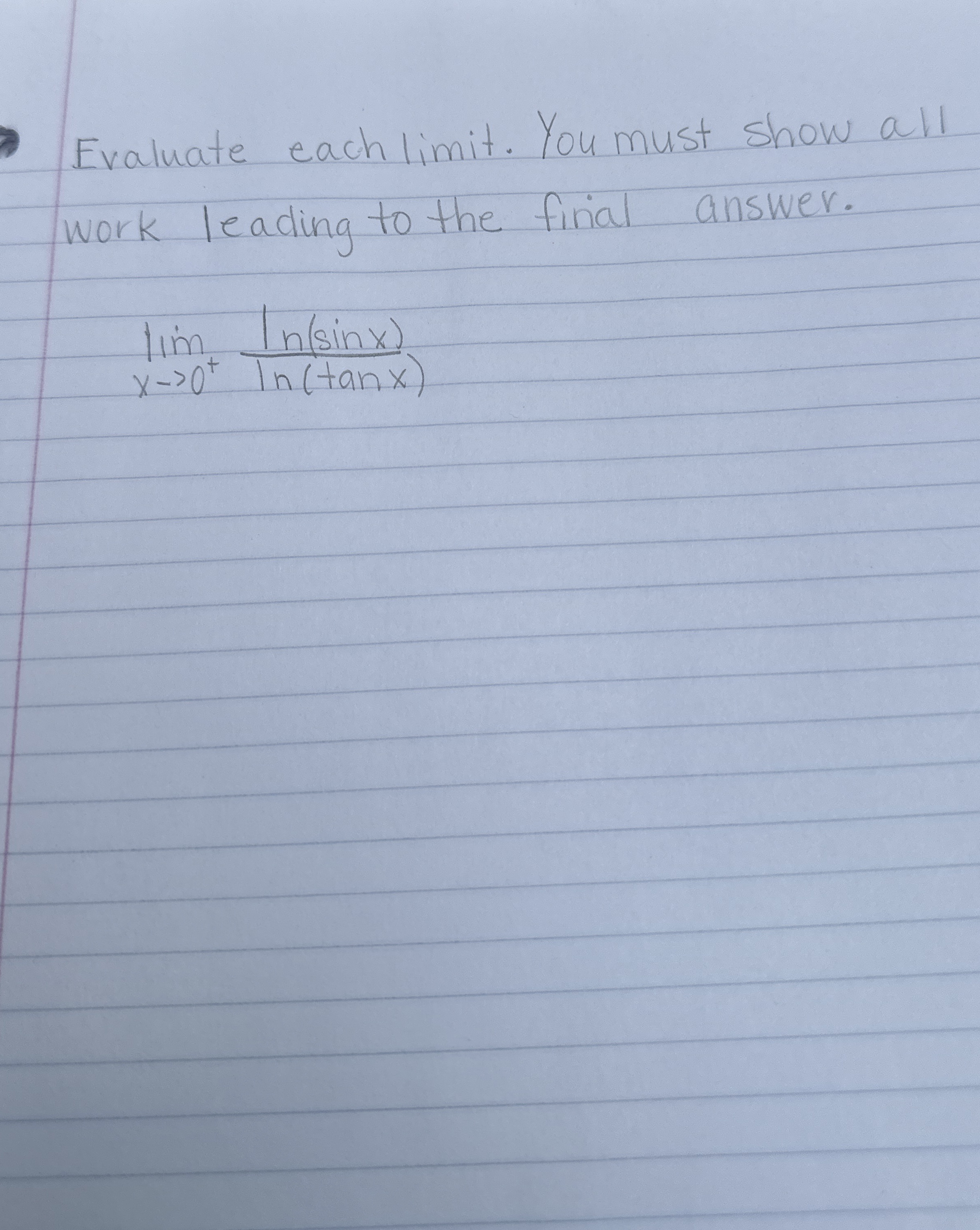 Solved Evaluate each limit. ﻿You must show all work leading | Chegg.com