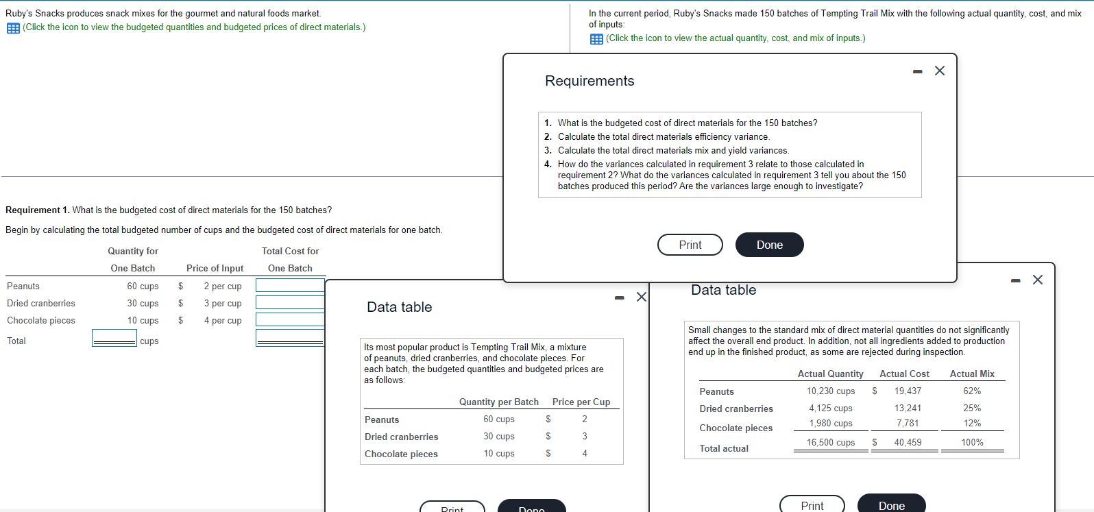 Solved Ruby's Snacks produces snack mixes for the gourmet | Chegg.com