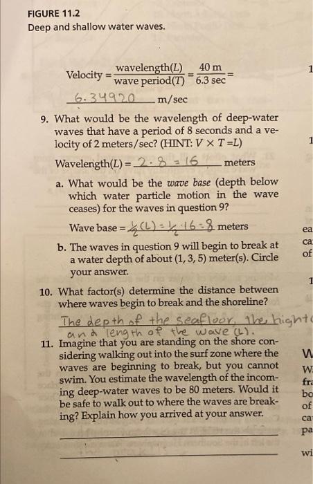 Solved FIGURE 11.2 Deep and shallow water waves. 1 ea ca | Chegg.com