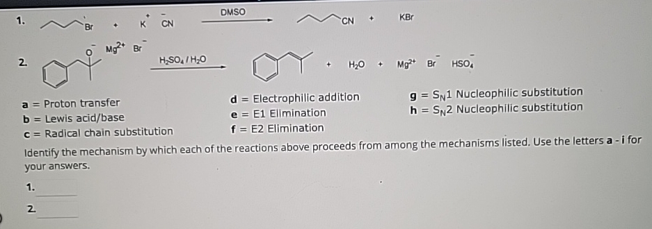 Solved q,a= ﻿Proton transferd = ﻿Electrophilic additiong=SN1 | Chegg.com