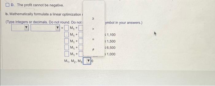 Solved available, and the profitimodel are shown. Complete | Chegg.com