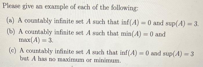 Solved Please give an example of each of the following: (a) | Chegg.com