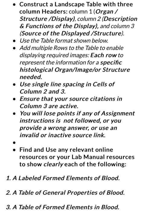 Solved - Construct a Landscape Table with three column | Chegg.com