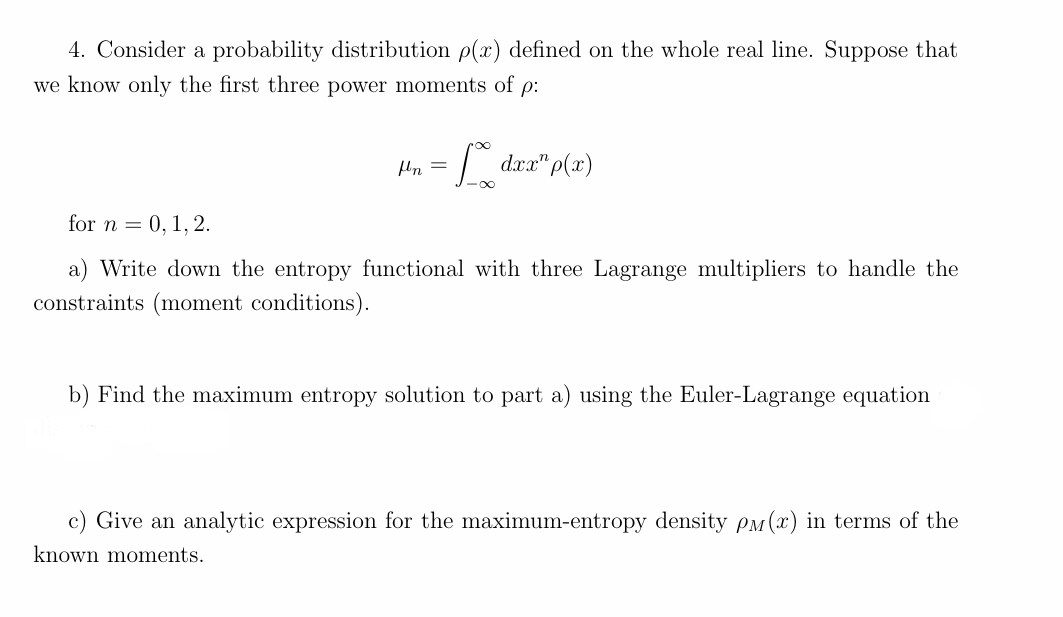 Solved Consider a probability distribution ρ(x) ﻿defined on | Chegg.com