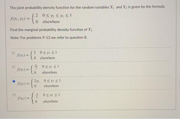 Solved The joint probability density function for the random | Chegg.com
