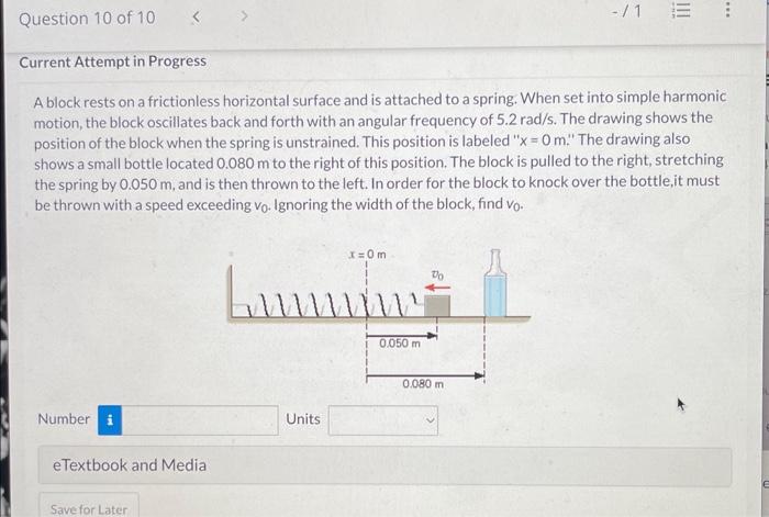 Solved A block rests on a frictionless horizontal surface | Chegg.com