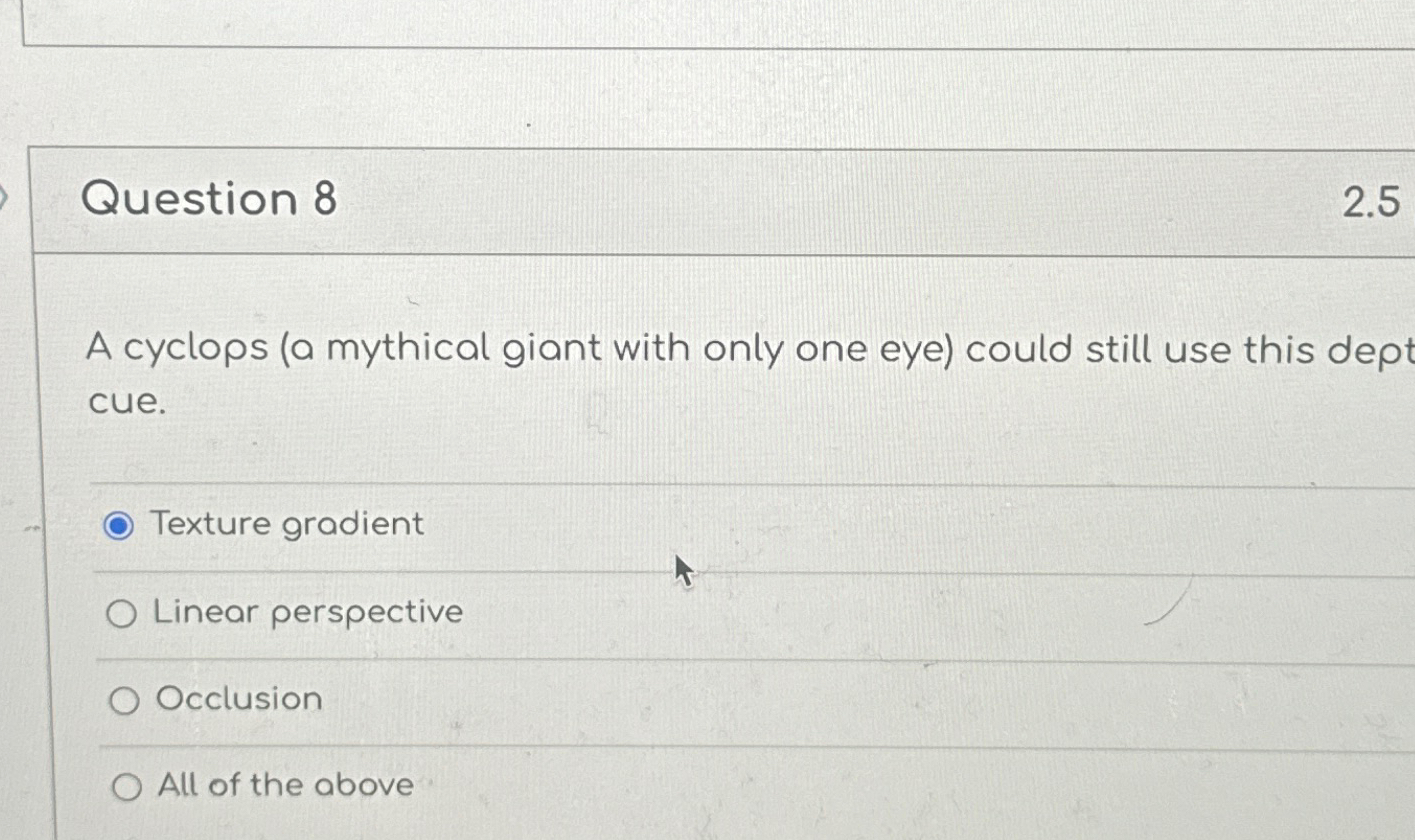 Solved Question 82.5A cyclops (a mythical giant with only | Chegg.com
