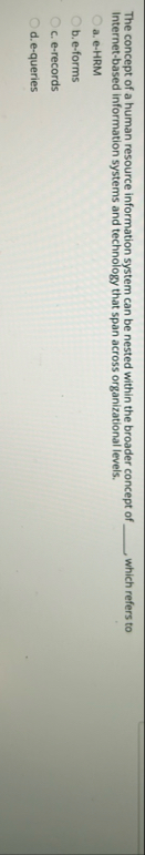 Solved The concept of a human resource information system | Chegg.com